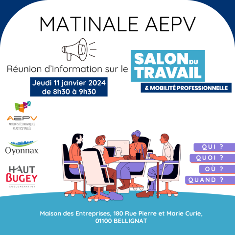 ANNULATION MATINALE AEPV : Réunion d’information sur le salon du travail et de la mobilité ...
